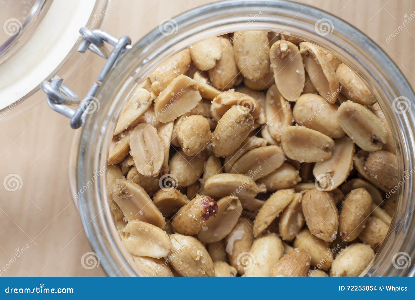 Open Canning Jar with Fried Salty Peanuts. Overhead View Stock Photo ...