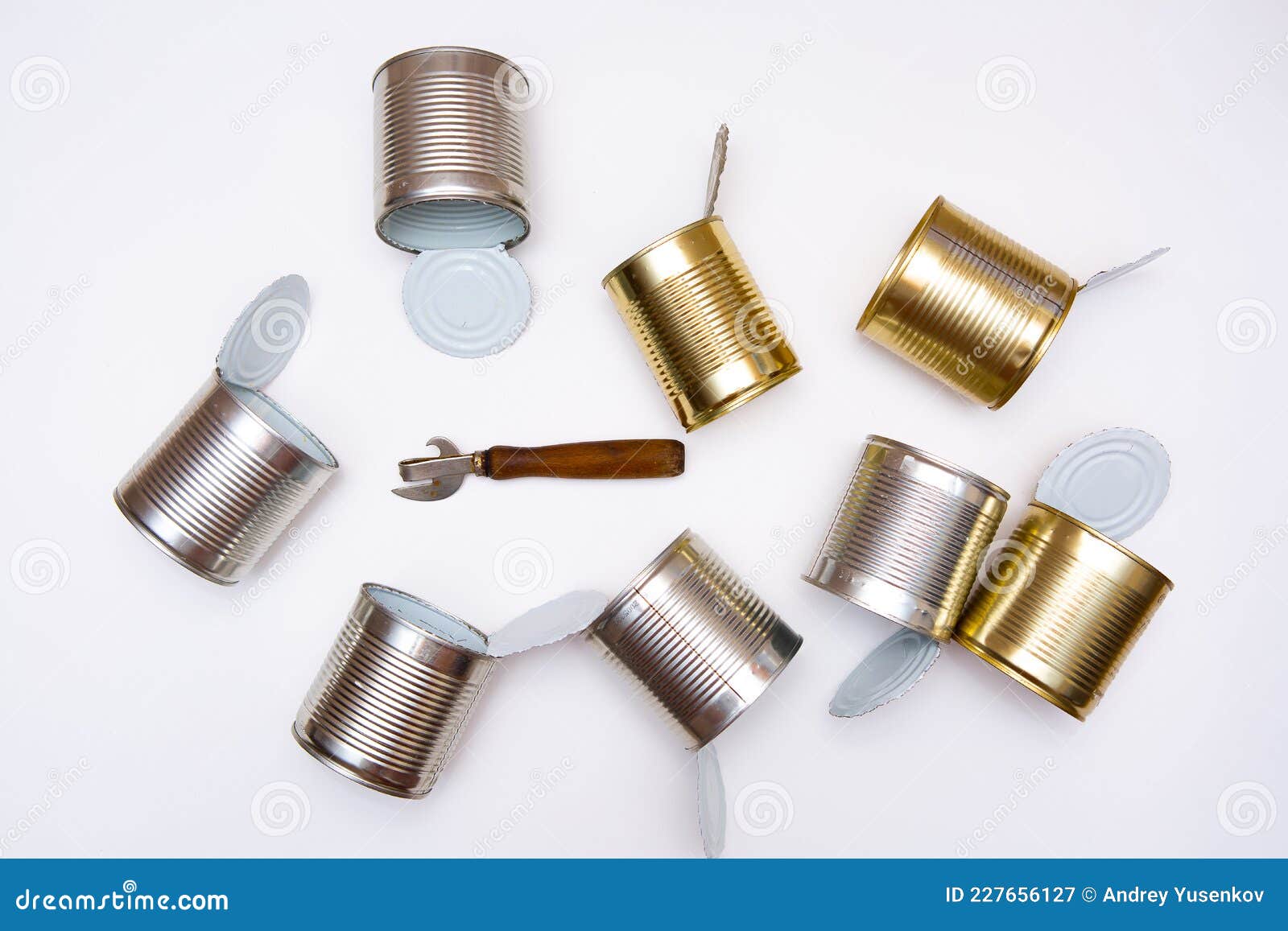 Open cans and a can opener stock image. Image of healthy - 227656127
