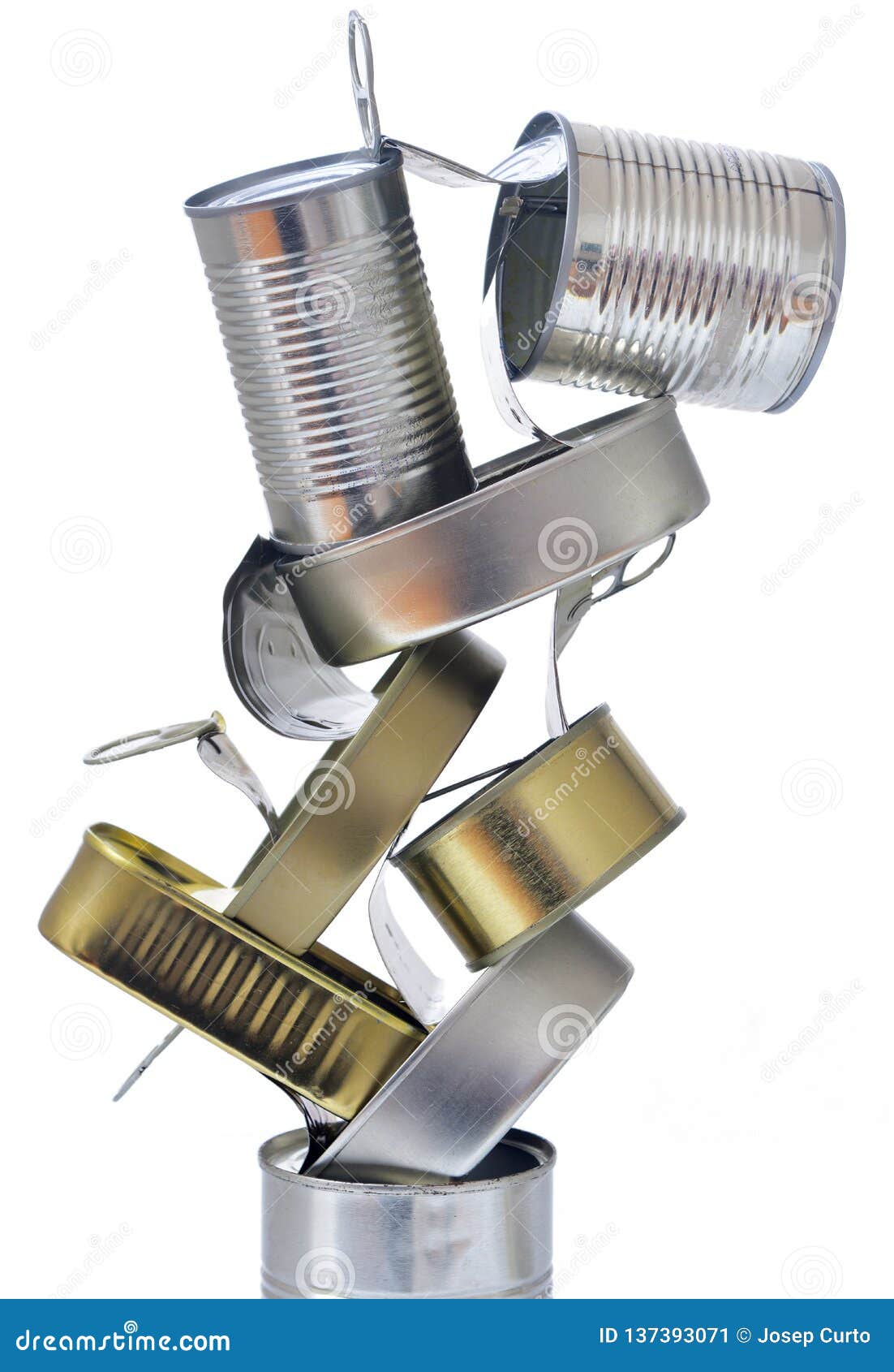 Open Cans Stacked on White Background Stock Image - Image of metal ...