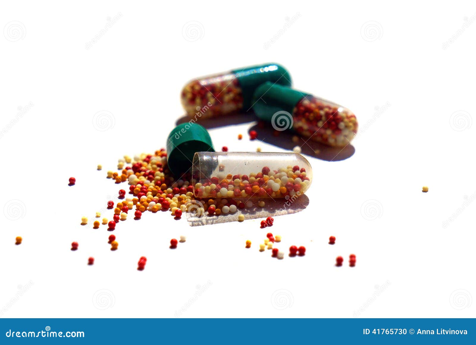 Open Capsule Pills Isolated on White Stock Photo - Image of isolated ...