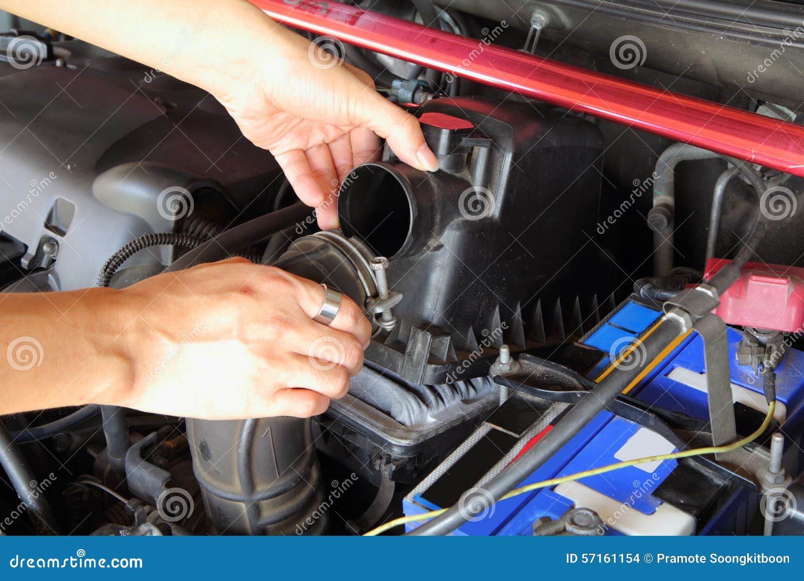 Open car air filter box stock photo. Image of motor, garage - 57161154