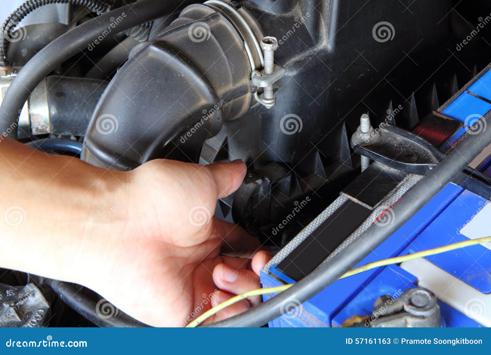Open car air filter box stock image. Image of worker - 57161163