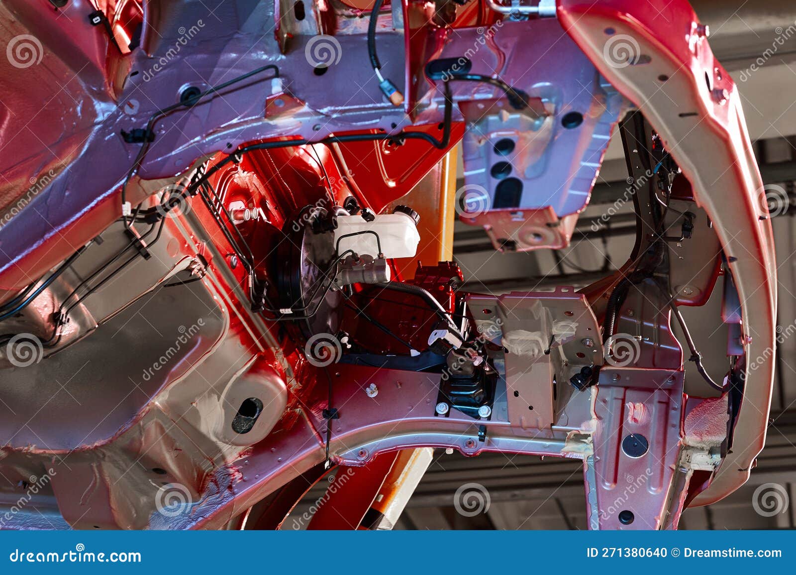 Open Car Bay with Vacuum Assisted Brakes and Engine at Plant Stock ...