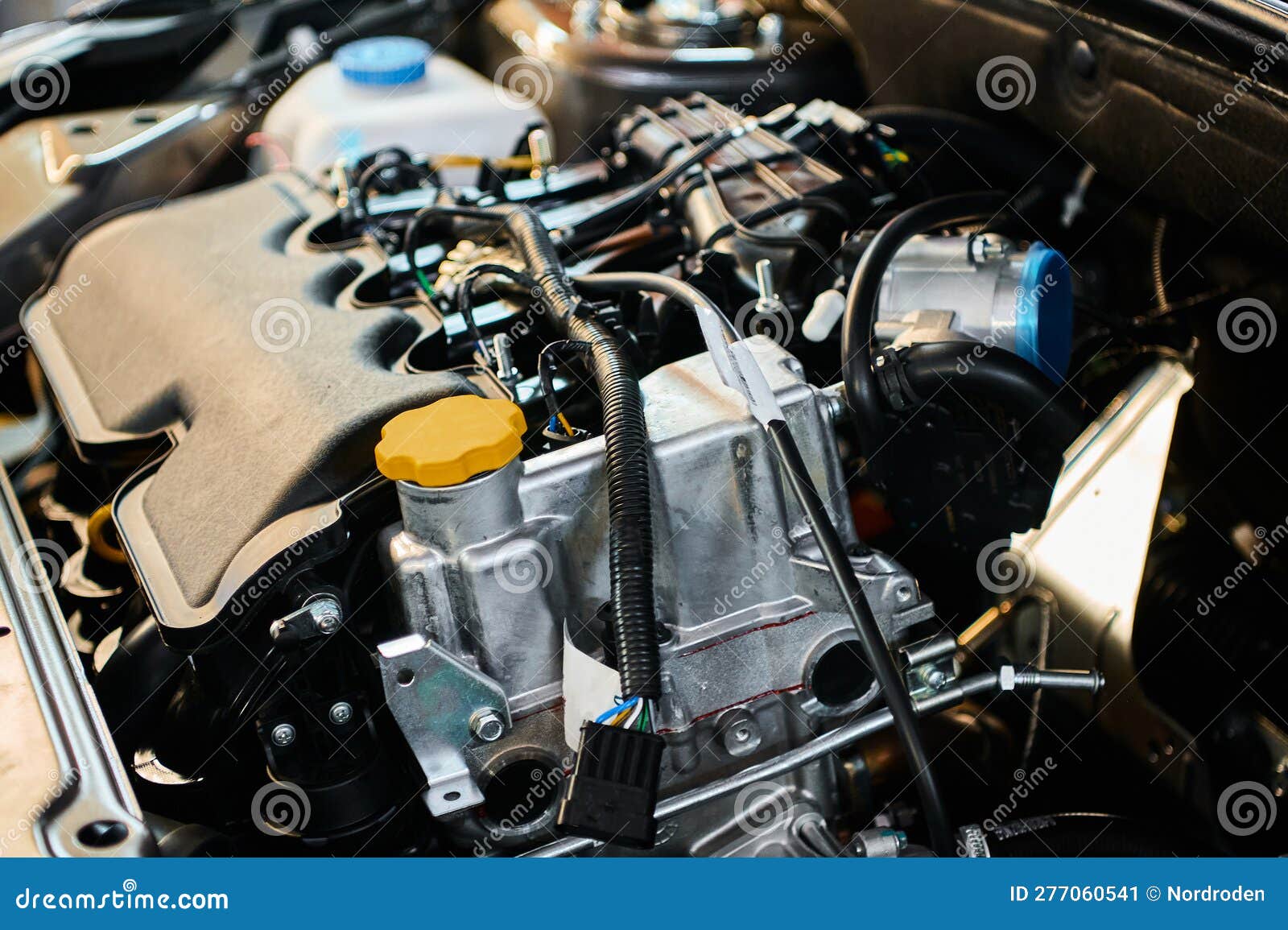 Open Car Compartment with Different Details in Workshop Stock ...