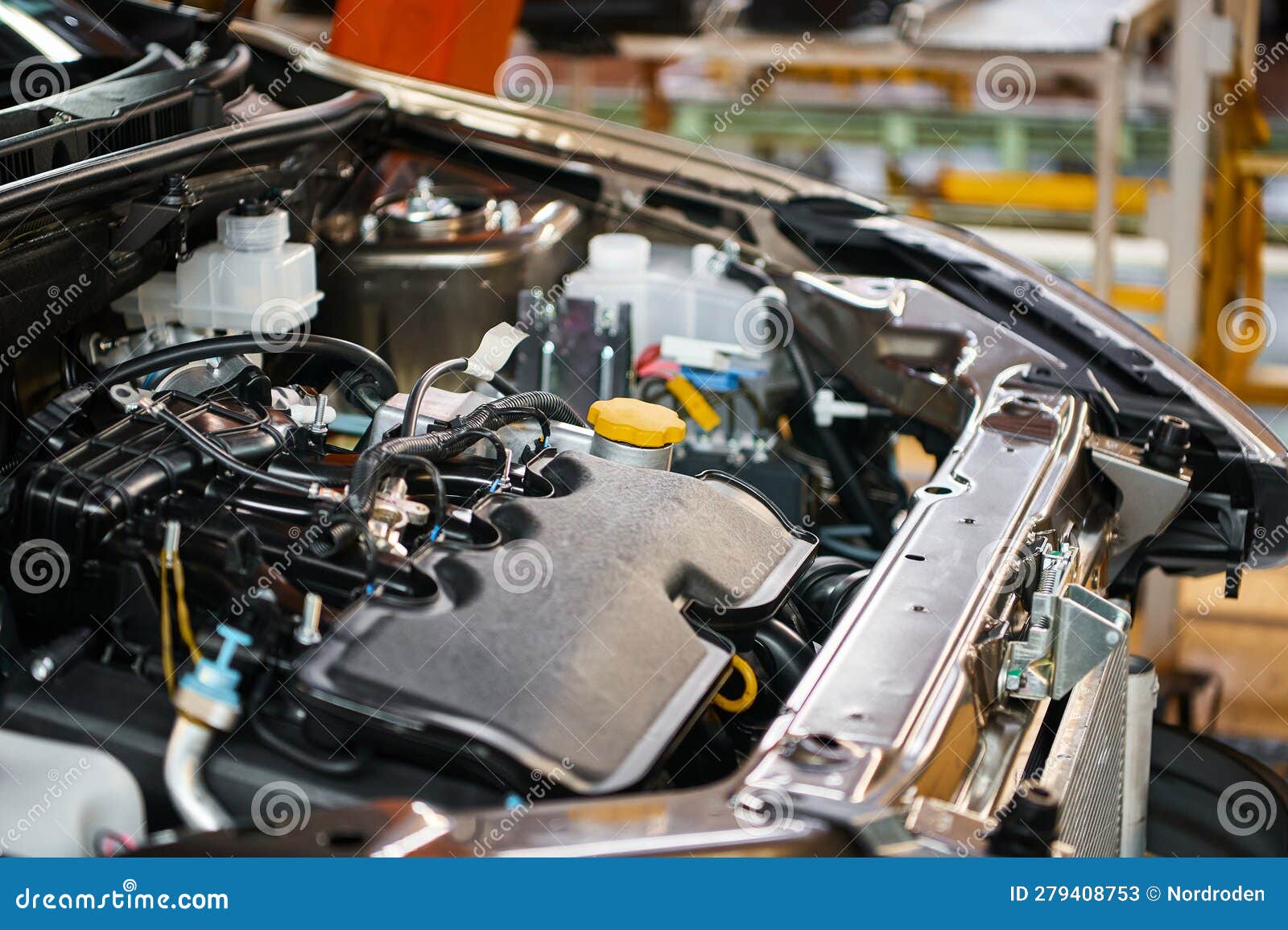 Open Car Compartment with Different Details in Workshop Stock Image ...
