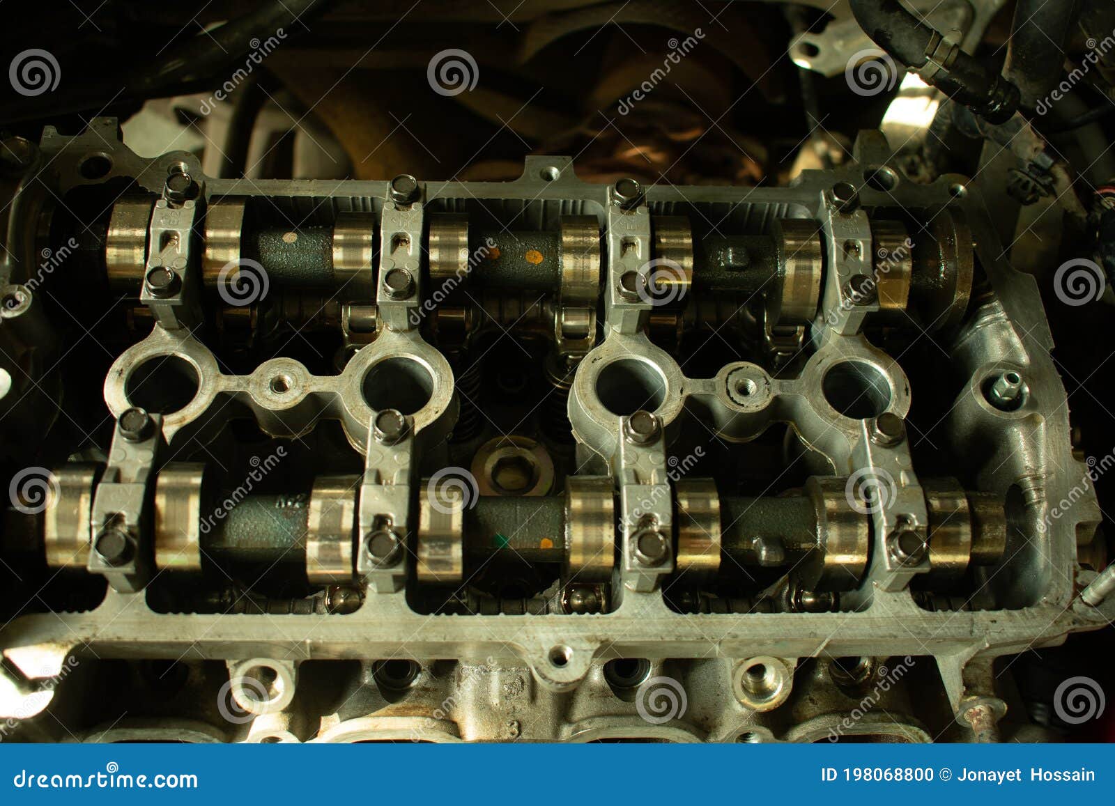 Open Car Engine in Repair in a Automobile Service Center Stock Photo ...