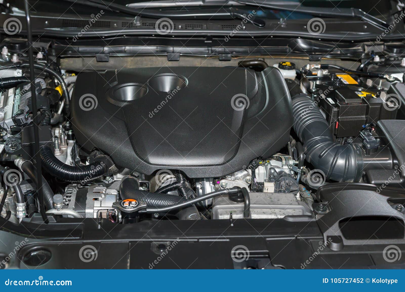 An Open Car Engine in a Workshop or Garage during Maintenance Stock ...