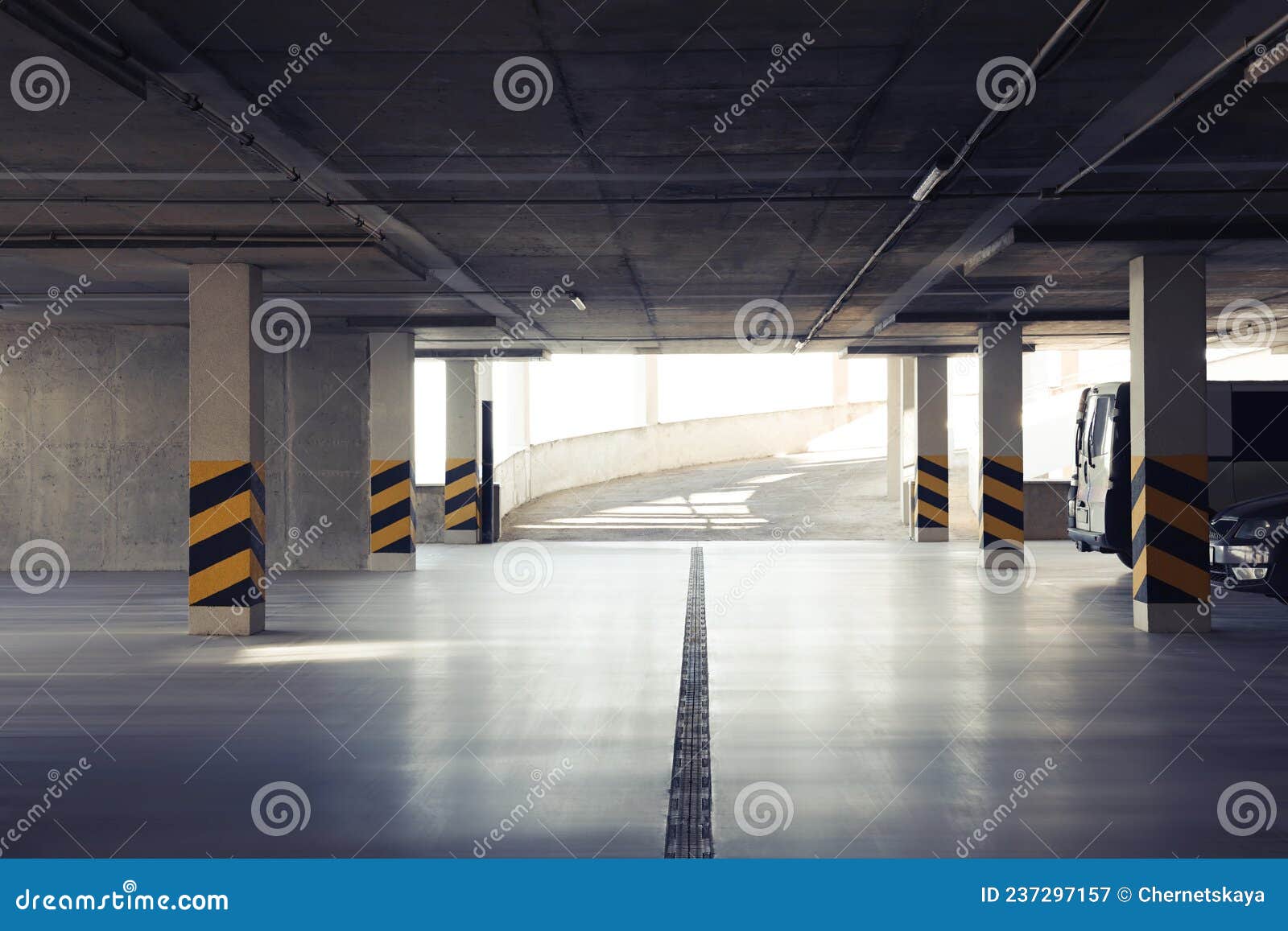 Open Car Parking Garage with Ramp on Sunny Day Stock Image - Image of ...