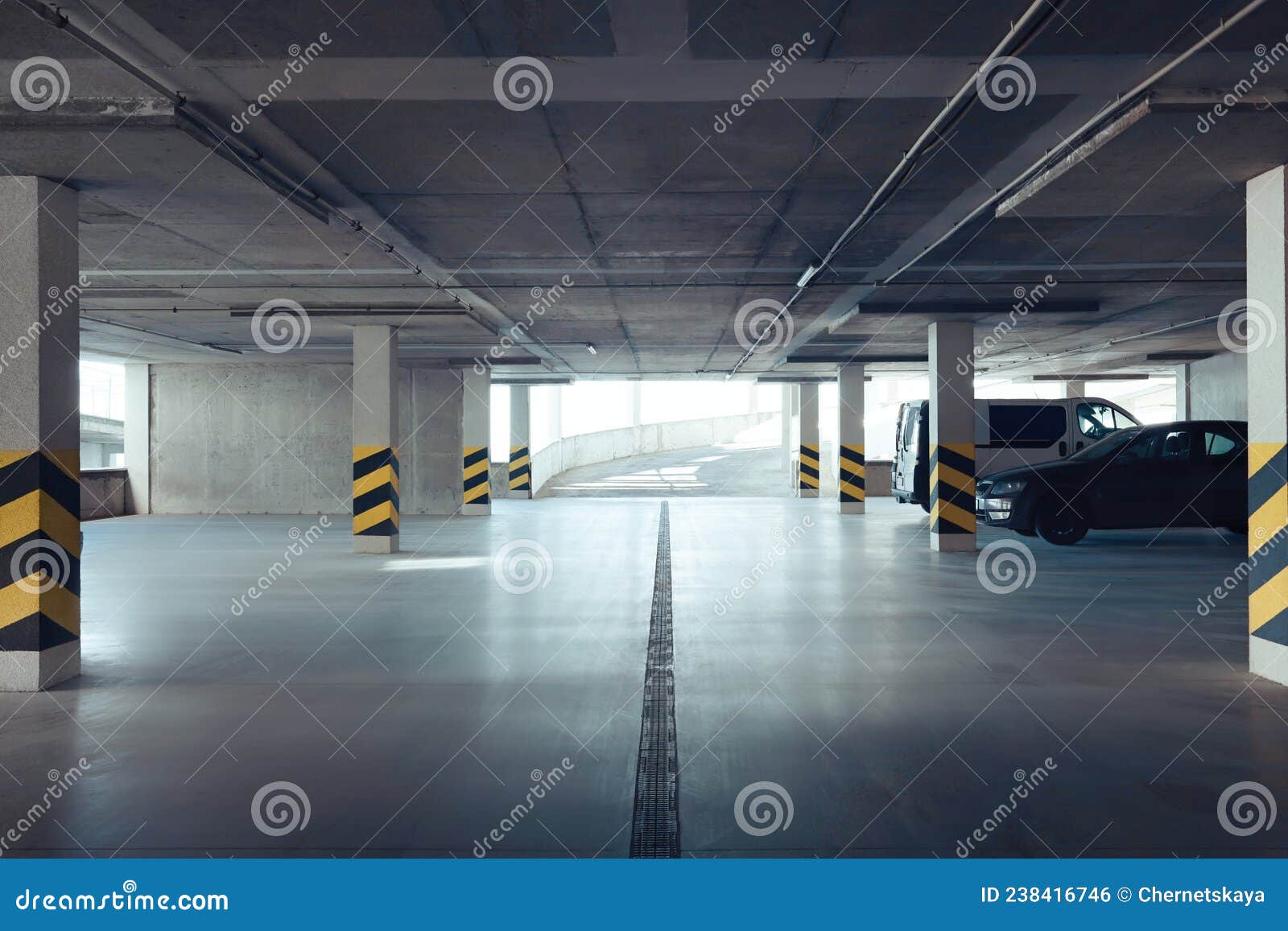 Open Car Parking Garage with Ramp on Sunny Day Stock Photo - Image of ...