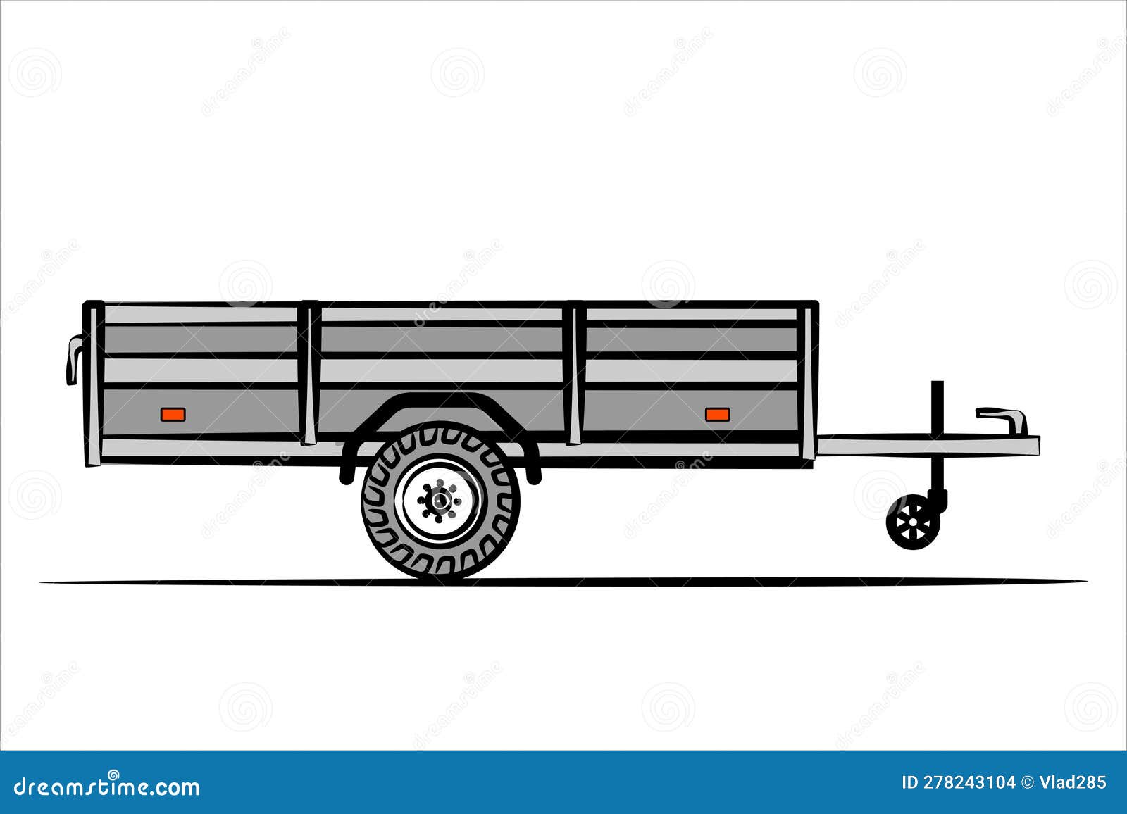 Open Car Trailer. Side View. Stock Vector - Illustration of black ...