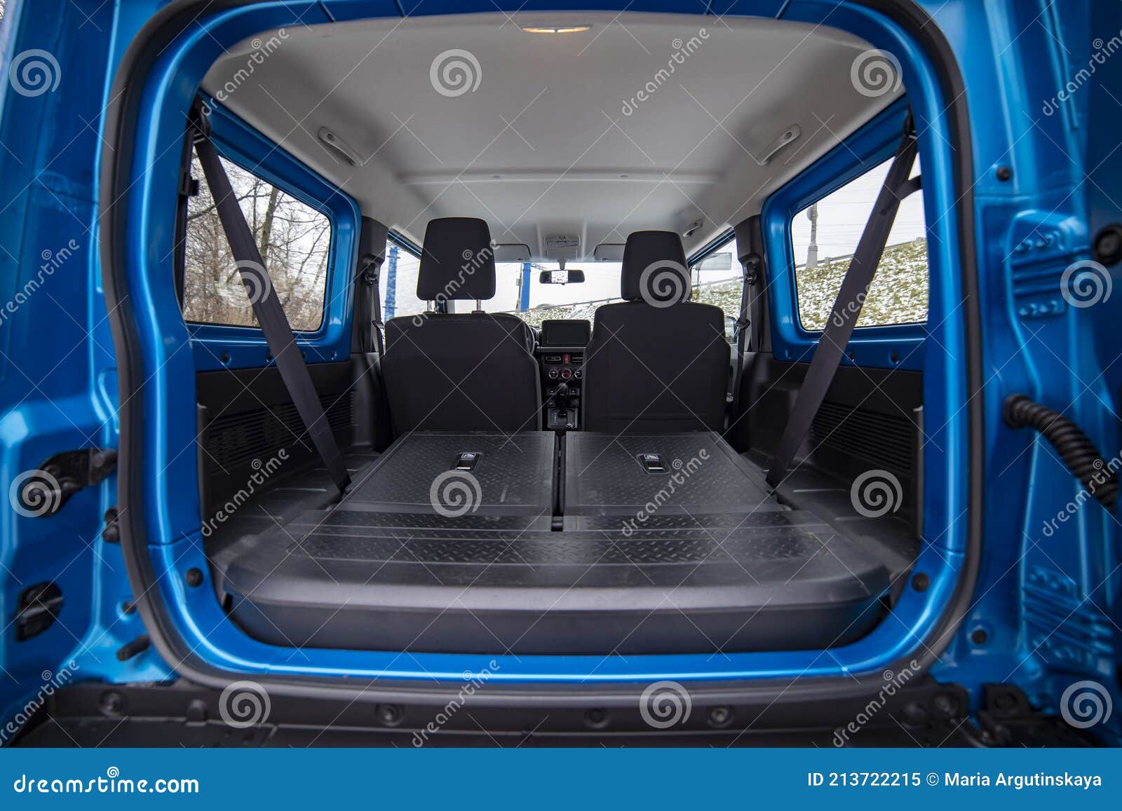 Open Car Trunk with Seats Folded into Flat Flor of Suv Crossover Stock ...