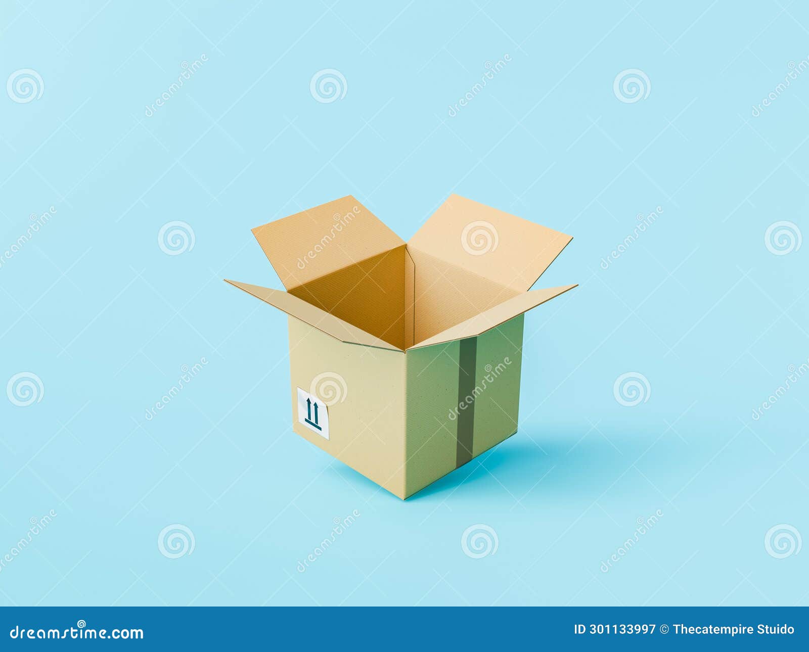 Open Cardboard Box on Blue Background Stock Illustration - Illustration ...