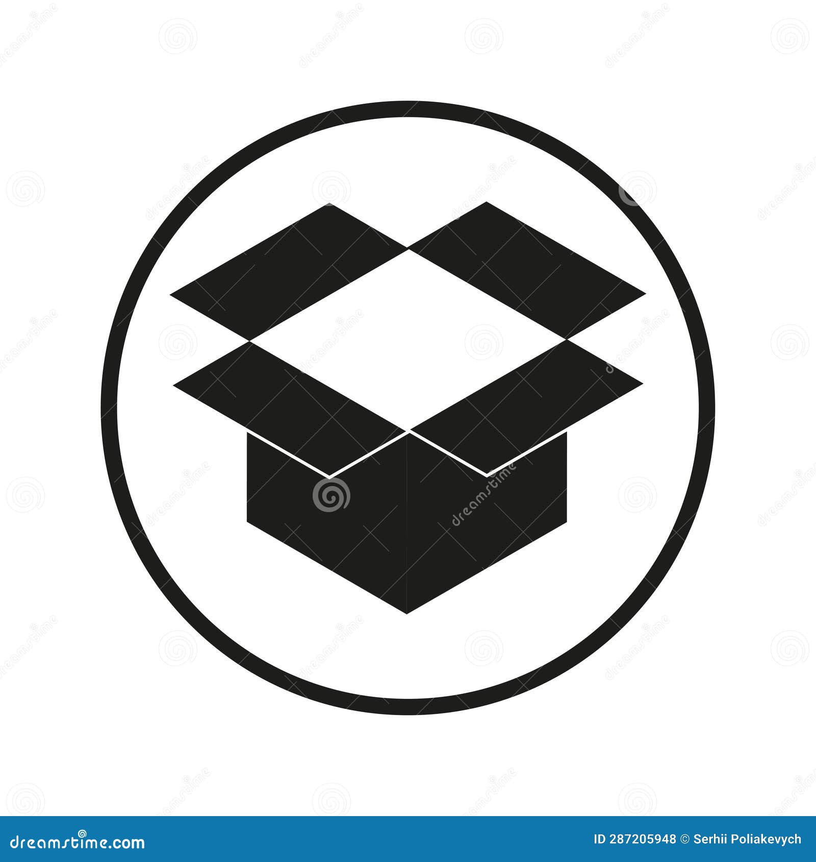 Open Cardboard Box on Circle Icon. Vector Illustration. EPS 10 Stock ...