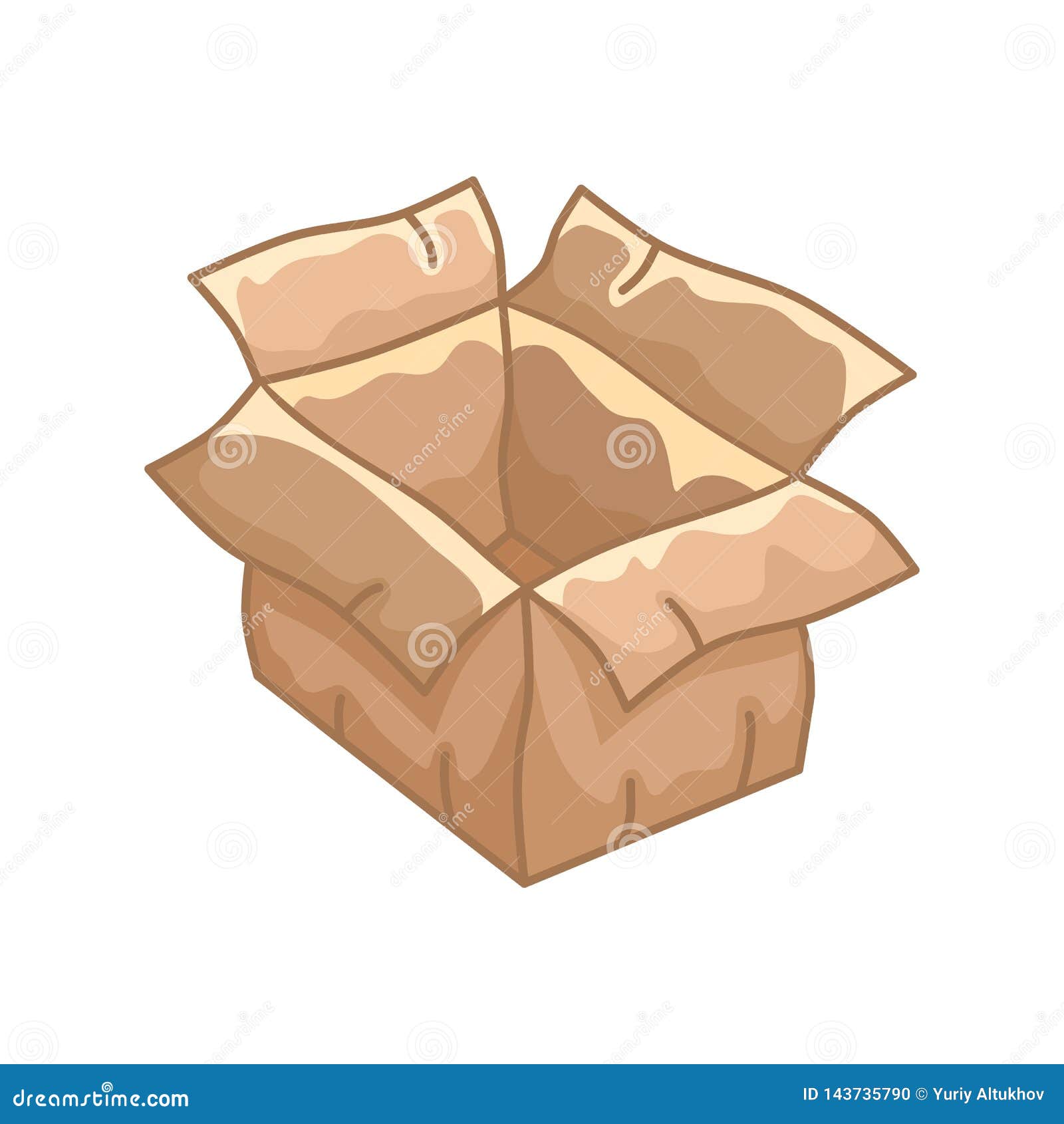 Open Cardboard Box. Colorful Hand Drawn Illustration Stock Vector ...