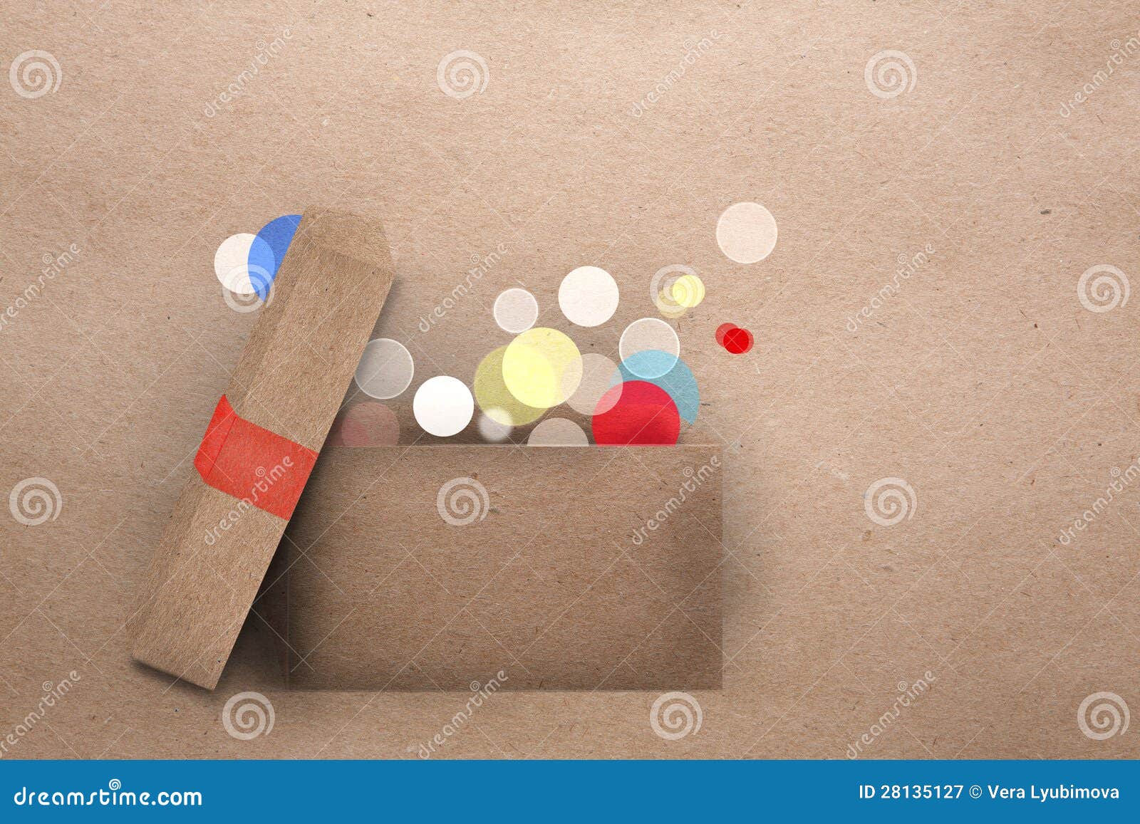 Open Cardboard Box with Colorful Lights Stock Illustration ...