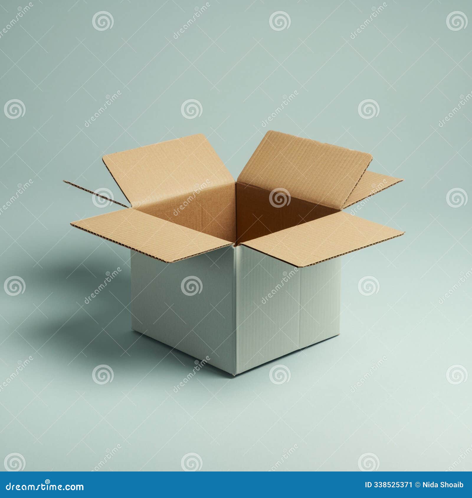 Open Cardboard Box with Four Flaps, Light Gray Surface, Empty ...