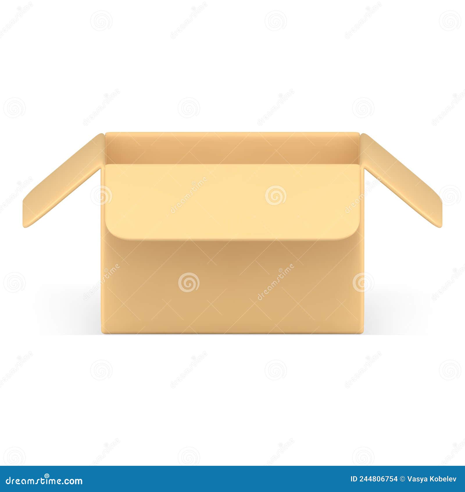 Open Cardboard Box Front View 3d Icon Realistic Vector Illustration ...