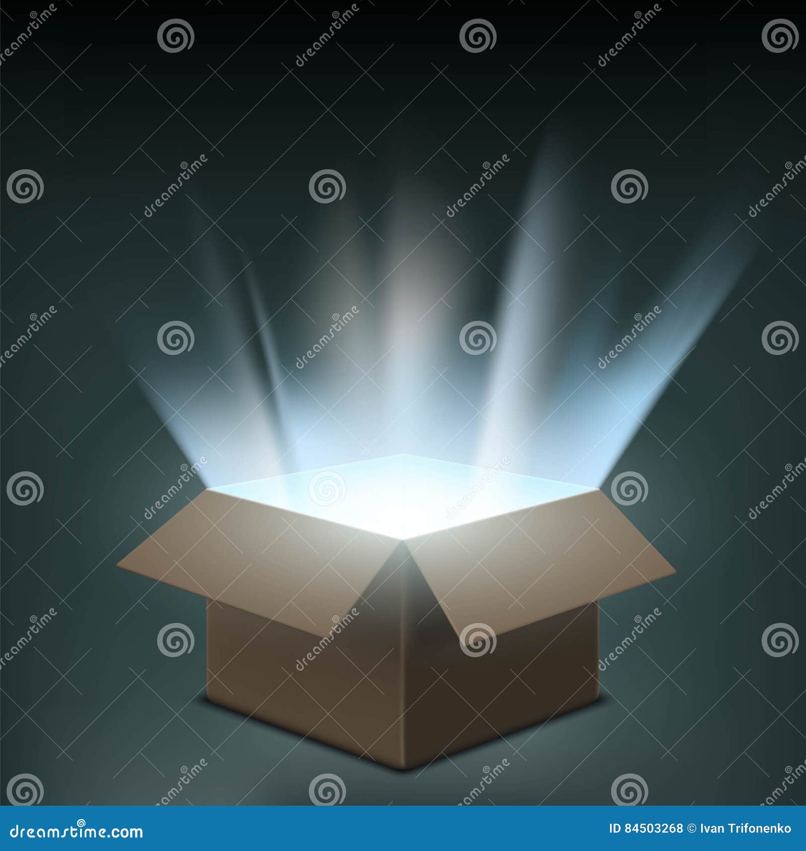 Open Cardboard Box with a Glow Inside. Stock Illustration Stock Vector ...