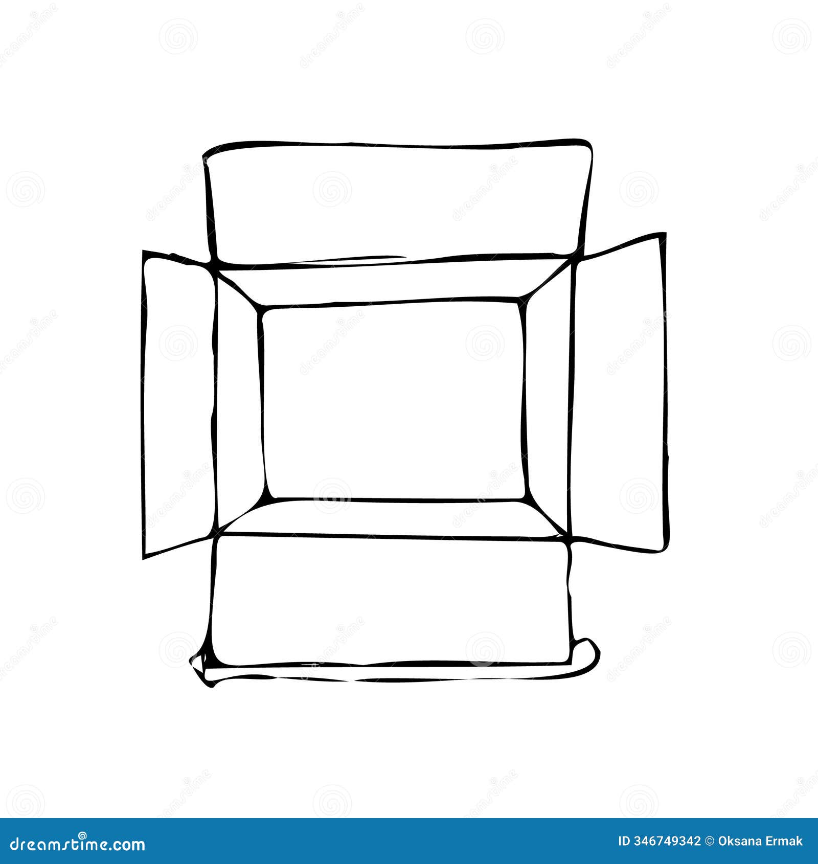 Hand-Drawn Illustration of an Open Cardboard Box Stock Vector ...