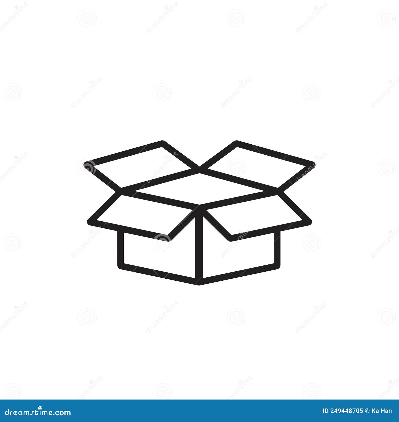 Open Cardboard Box Icon Vector in Line Style Stock Vector ...