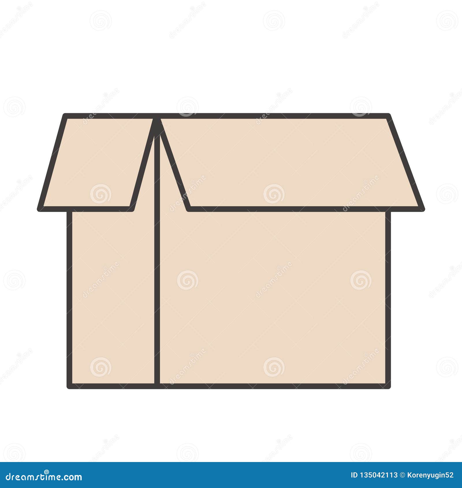 Open Cardboard Box Isolated Icon on White, Stock Vector Illustration ...