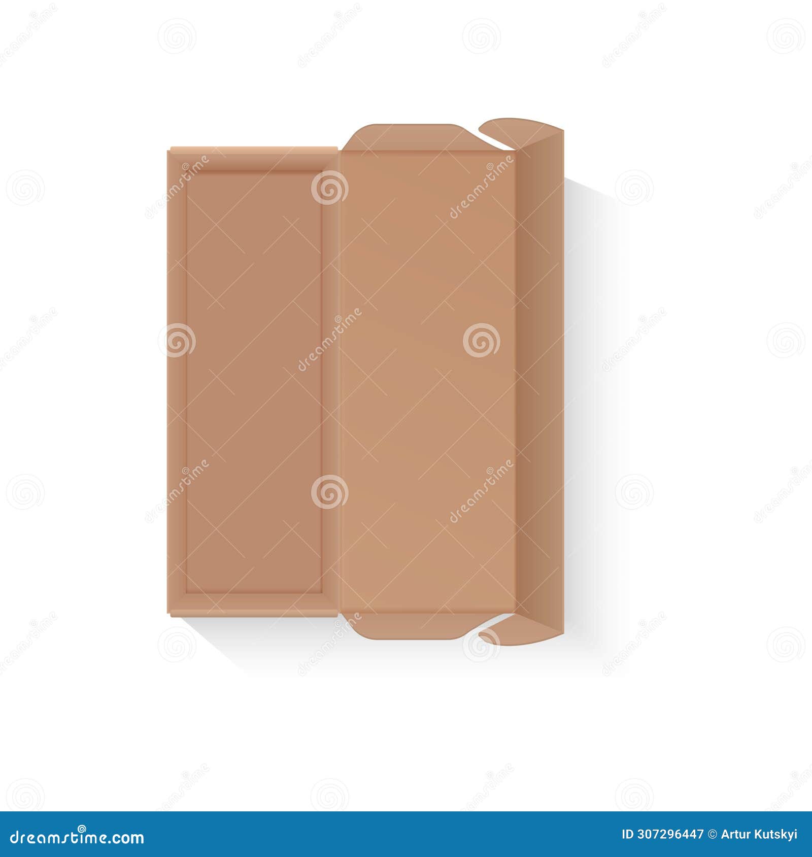 Open Cardboard Box of Rectangular Shape, Top View of Empty Parcel with ...