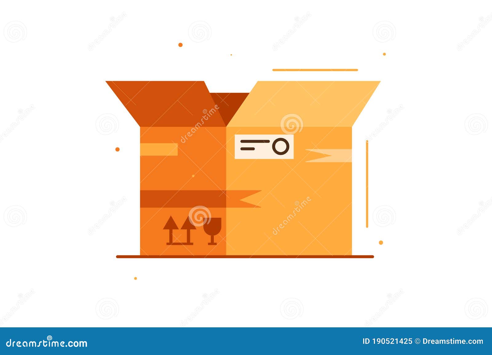 Open Cardboard Box with a Stamp in a Flat Style Stock Illustration ...