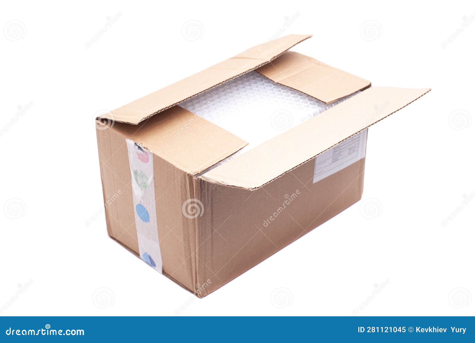 Open Cardboard Box with Tape Isolated on White Background Stock Image ...