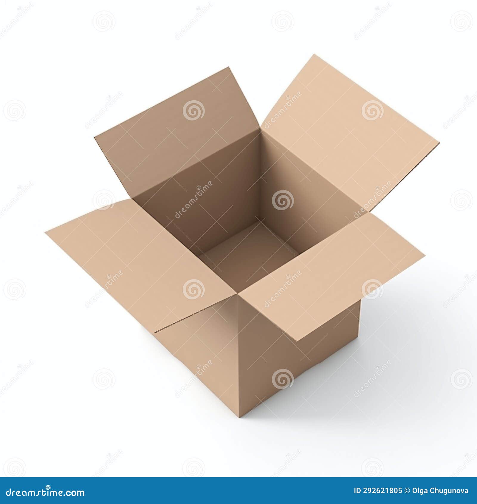 Open Cardboard Box, Top View Isolated on White Background Stock Image ...