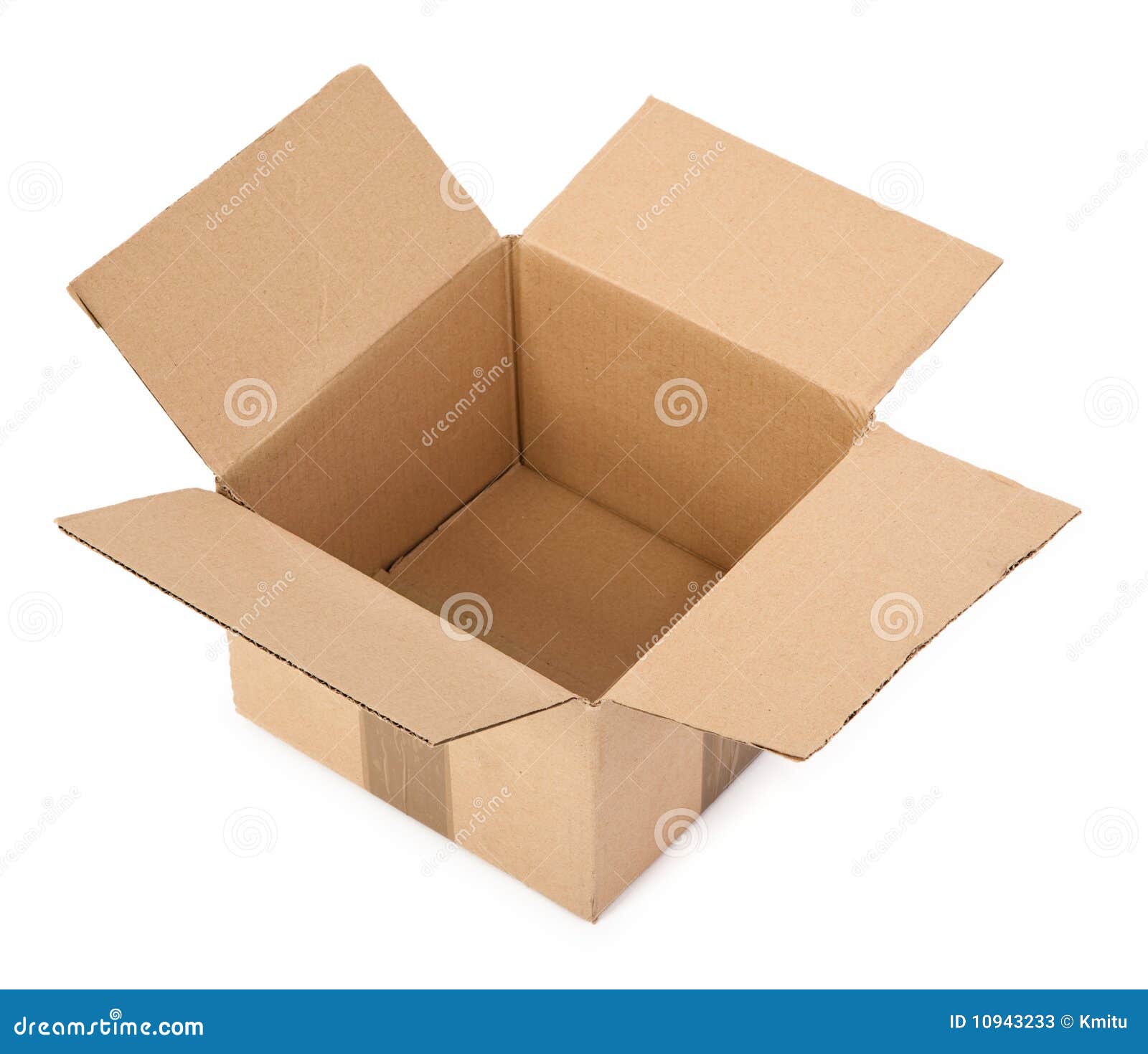 Open Cardboard Box on White Stock Image - Image of background, brown ...