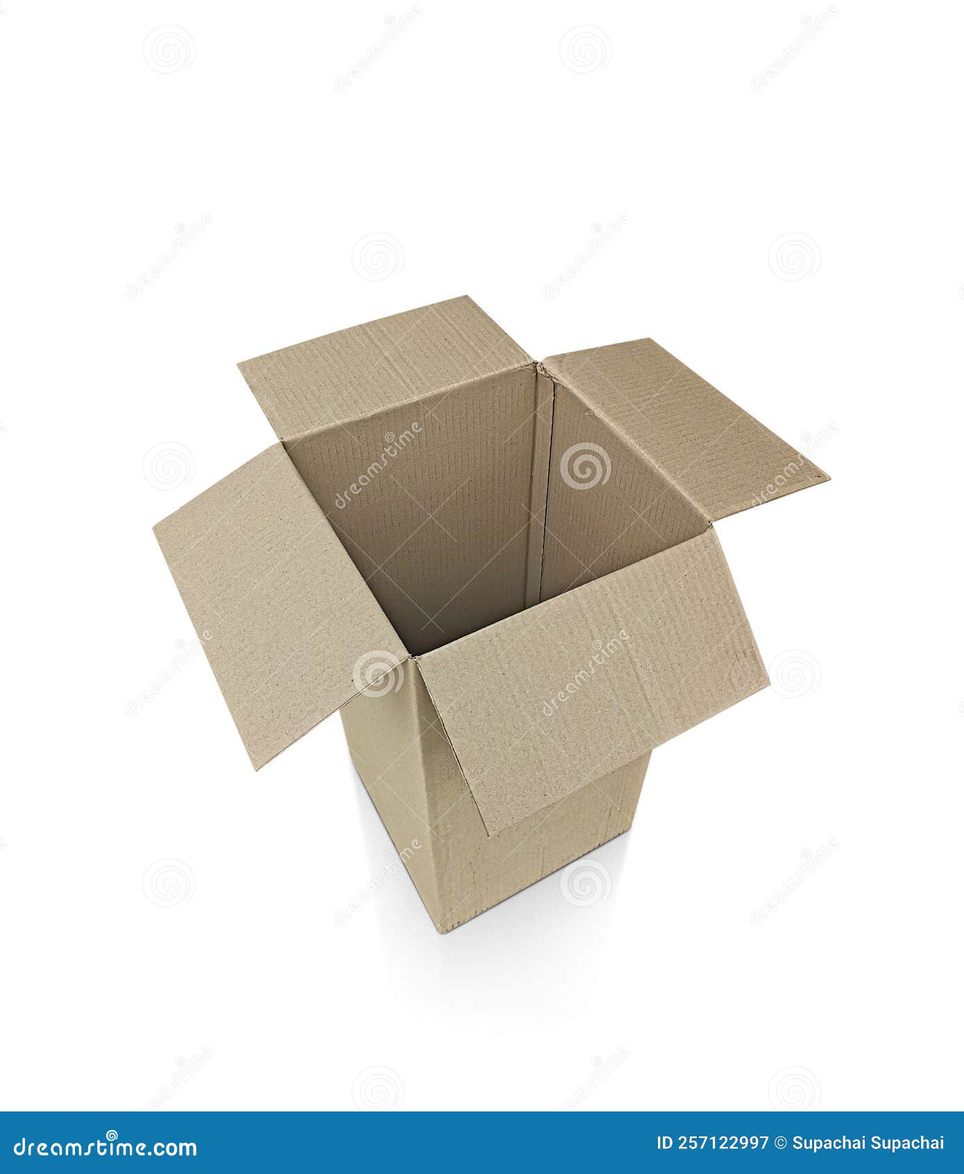 Open Cardboard Box on White Background Stock Image - Image of square ...