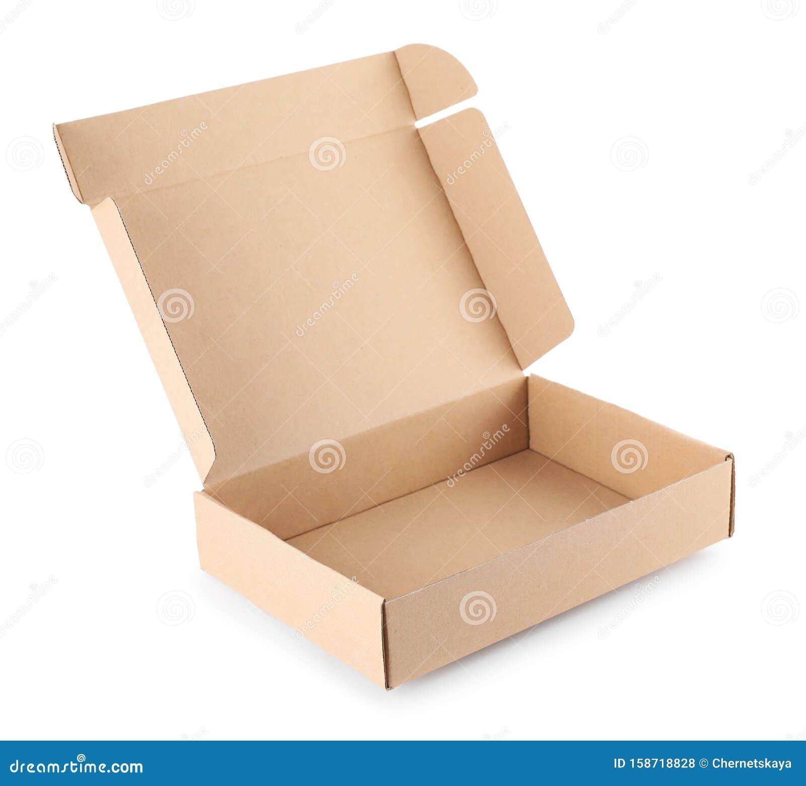 Open Cardboard Box on White Background. Stock Photo - Image of ...