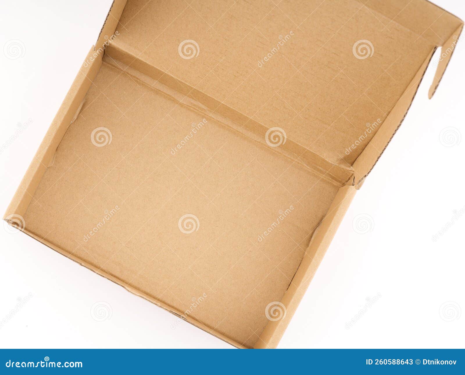 An Open Cardboard Box on a White Background. View from Above Stock ...