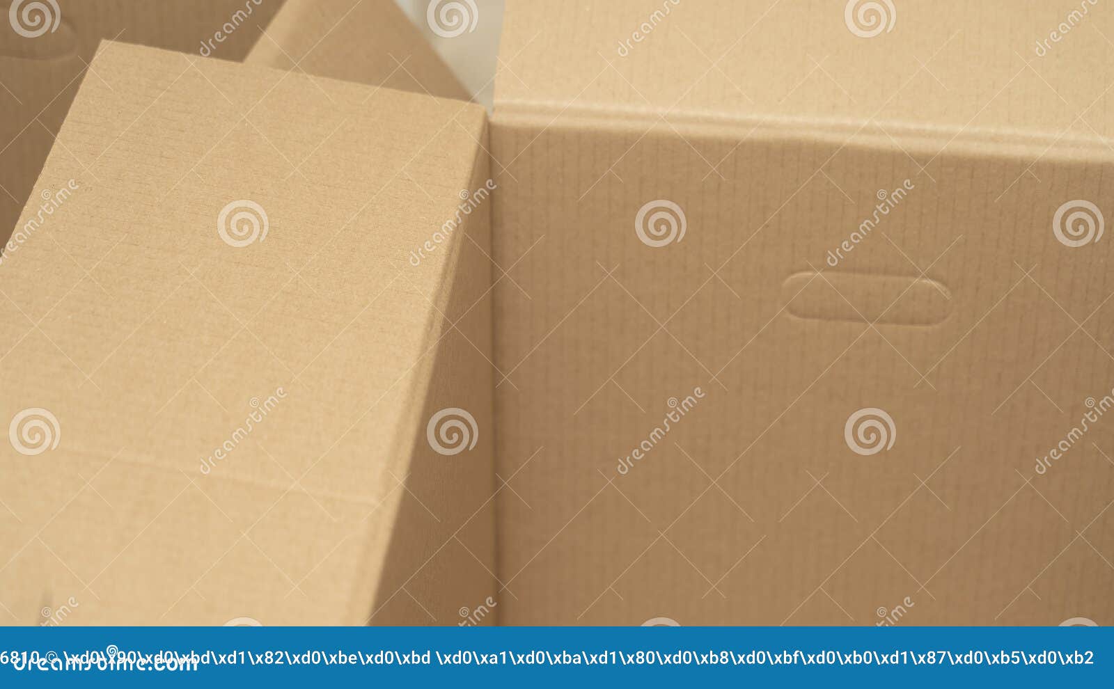 Open Cardboard Boxes Close-up, Cutout for Handle in Cardboard Box Stock ...