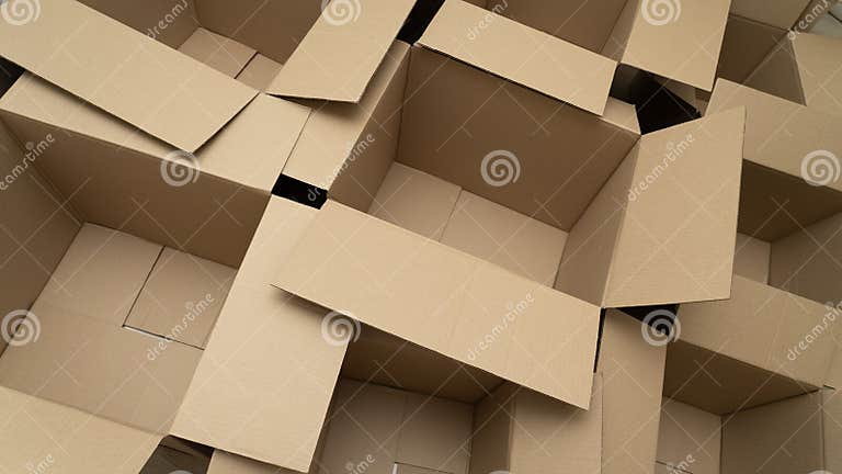 Open Cardboard Boxes Close-up, Cutout for Handle in Cardboard Box Stock ...