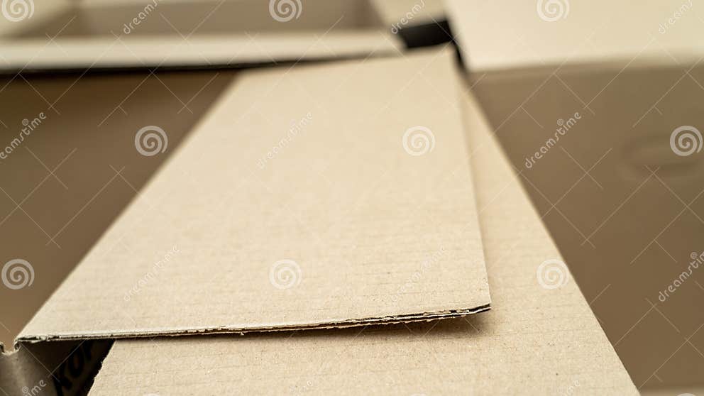 Open Cardboard Boxes Close-up, Cutout for Handle in Cardboard Box Stock ...