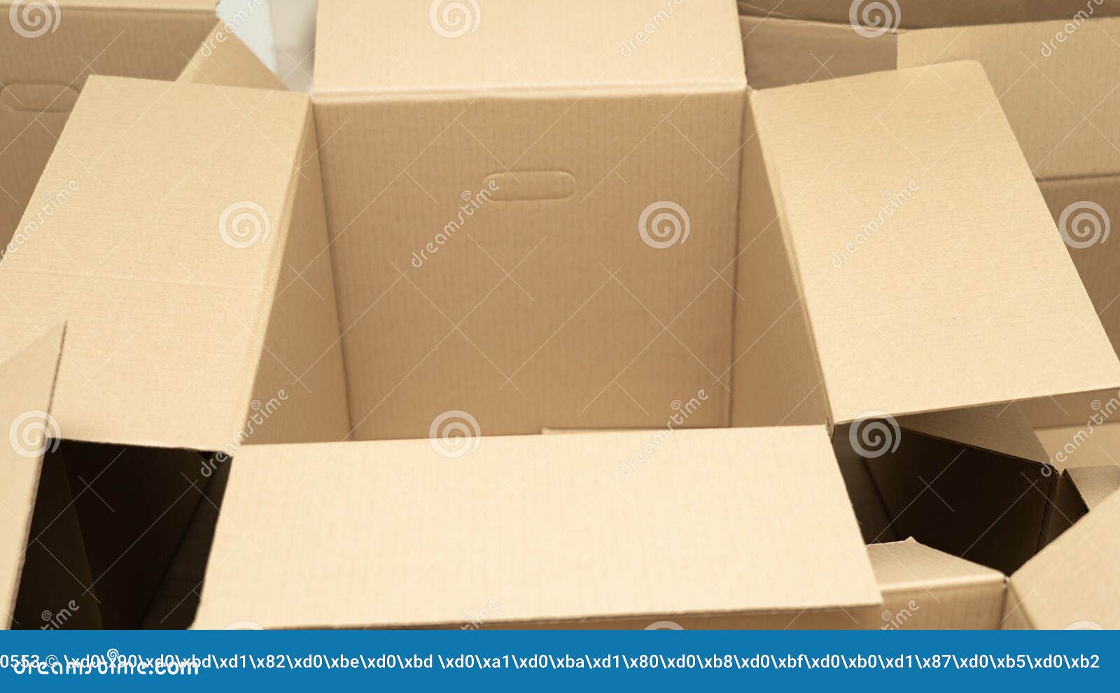 Open Cardboard Boxes Close-up, Cutout for Handle in Cardboard Box Stock ...