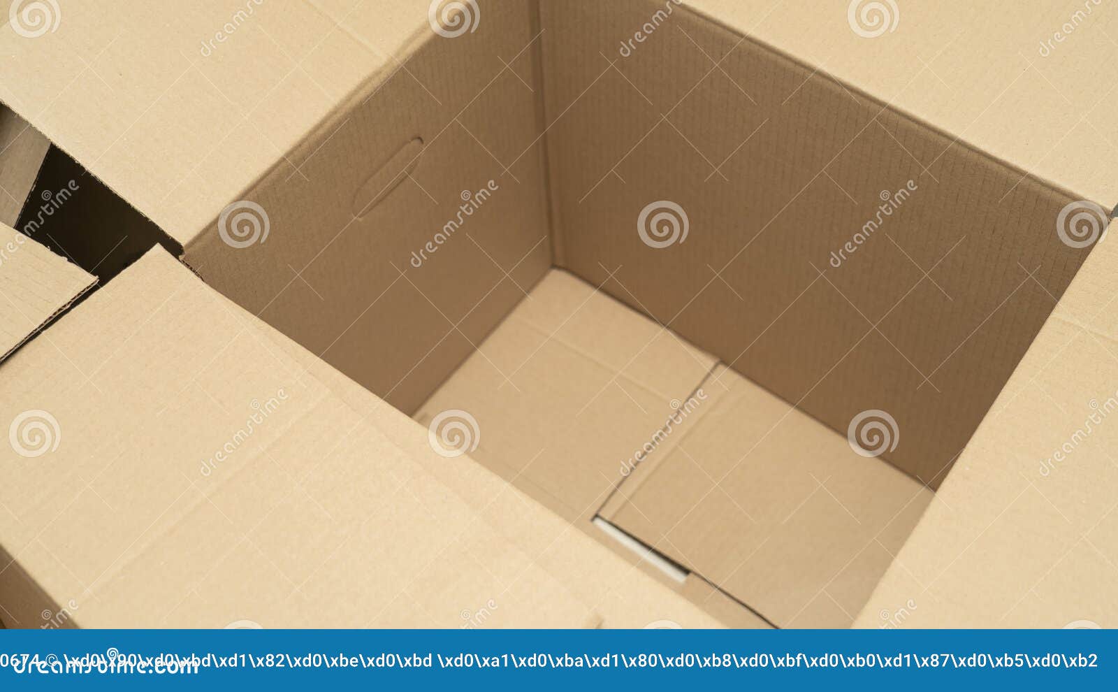 Open Cardboard Boxes Close-up, Cutout for Handle in Cardboard Box Stock ...