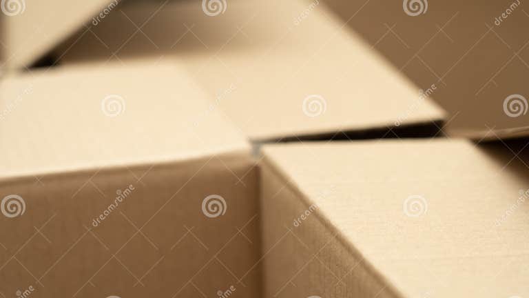 Open Cardboard Boxes Close-up, Cutout for Handle in Cardboard Box Stock ...