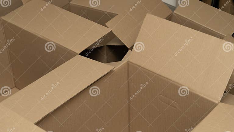 Open Cardboard Boxes Close-up, Cutout for Handle in Cardboard Box Stock ...