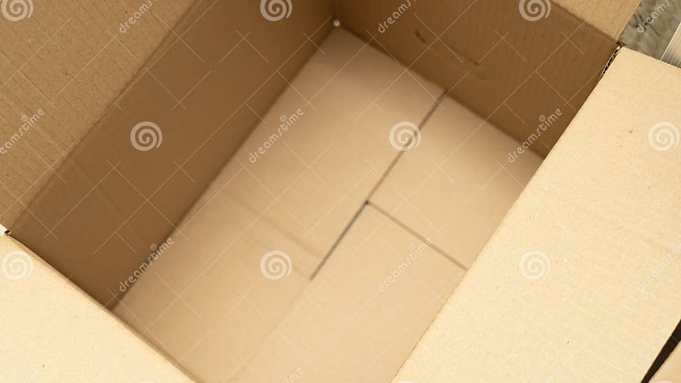 Open Cardboard Boxes Close-up, Cutout for Handle in Cardboard Box Stock ...