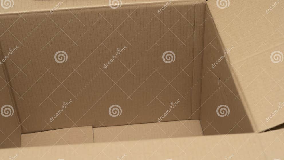 Open Cardboard Boxes Close-up, Cutout for Handle in Cardboard Box Stock ...