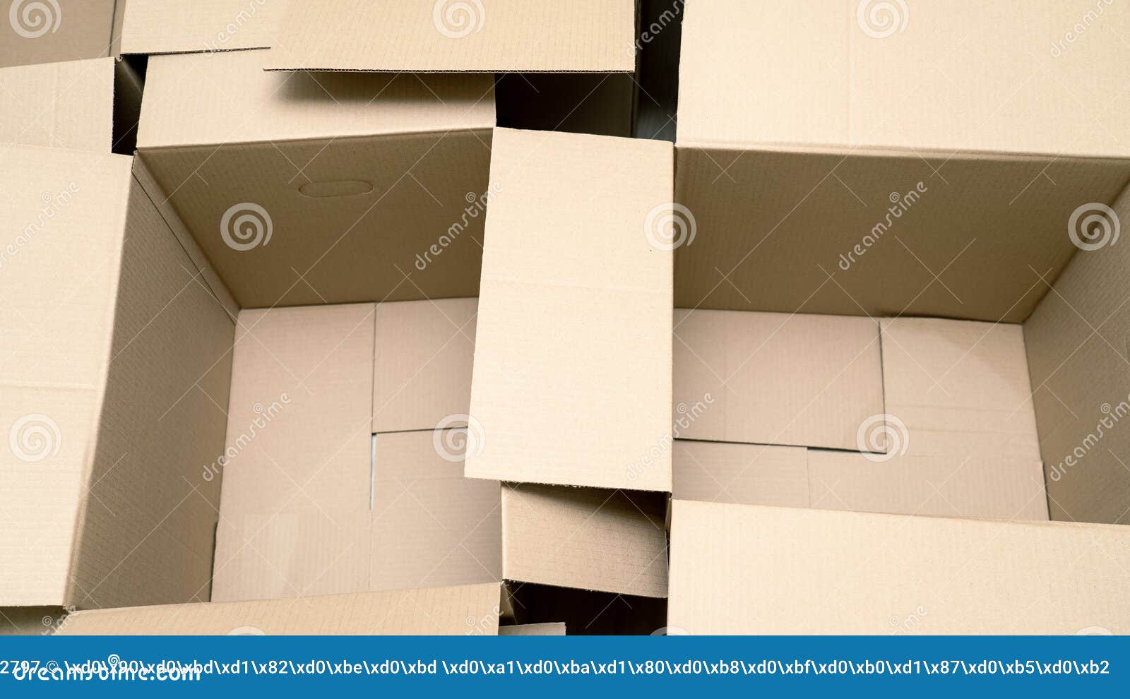 Open Cardboard Boxes Close-up, Cutout for Handle in Cardboard Box Stock ...