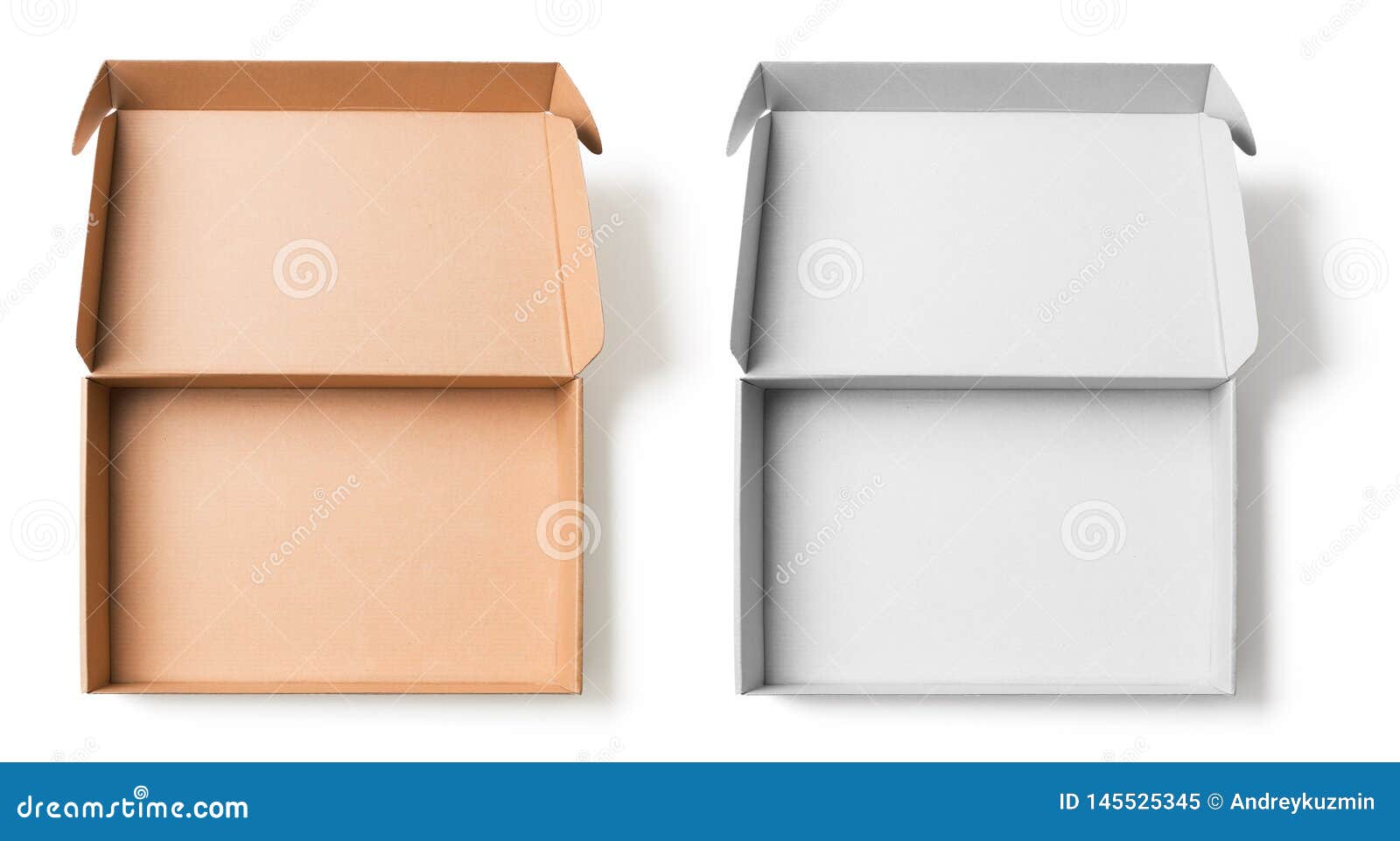 Open Cardboard Boxes Top View Isolated with No Shadows Clipping Path ...