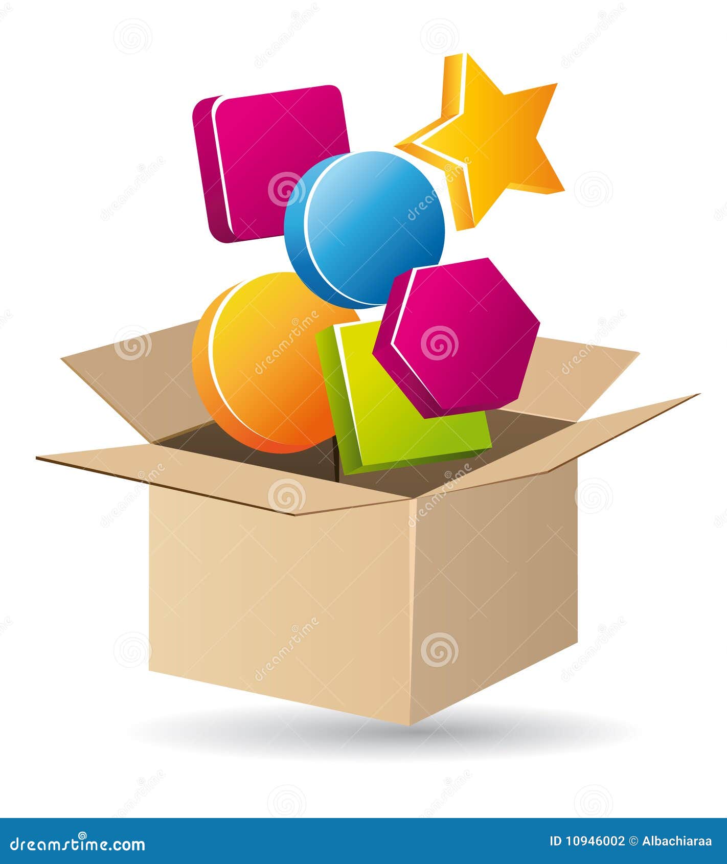 Open cardboard with items stock vector. Illustration of icon - 10946002
