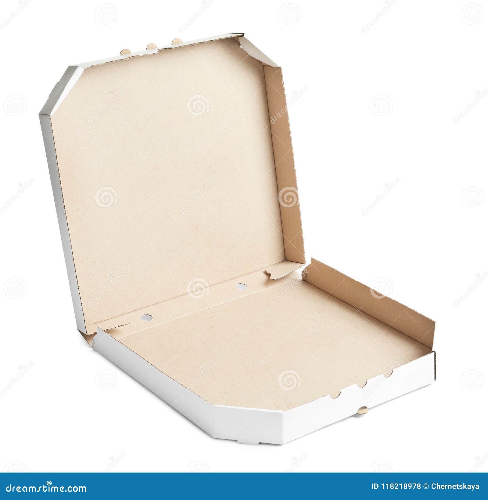 Open Cardboard Pizza Box, Isolated on White Stock Photo - Image of mock ...