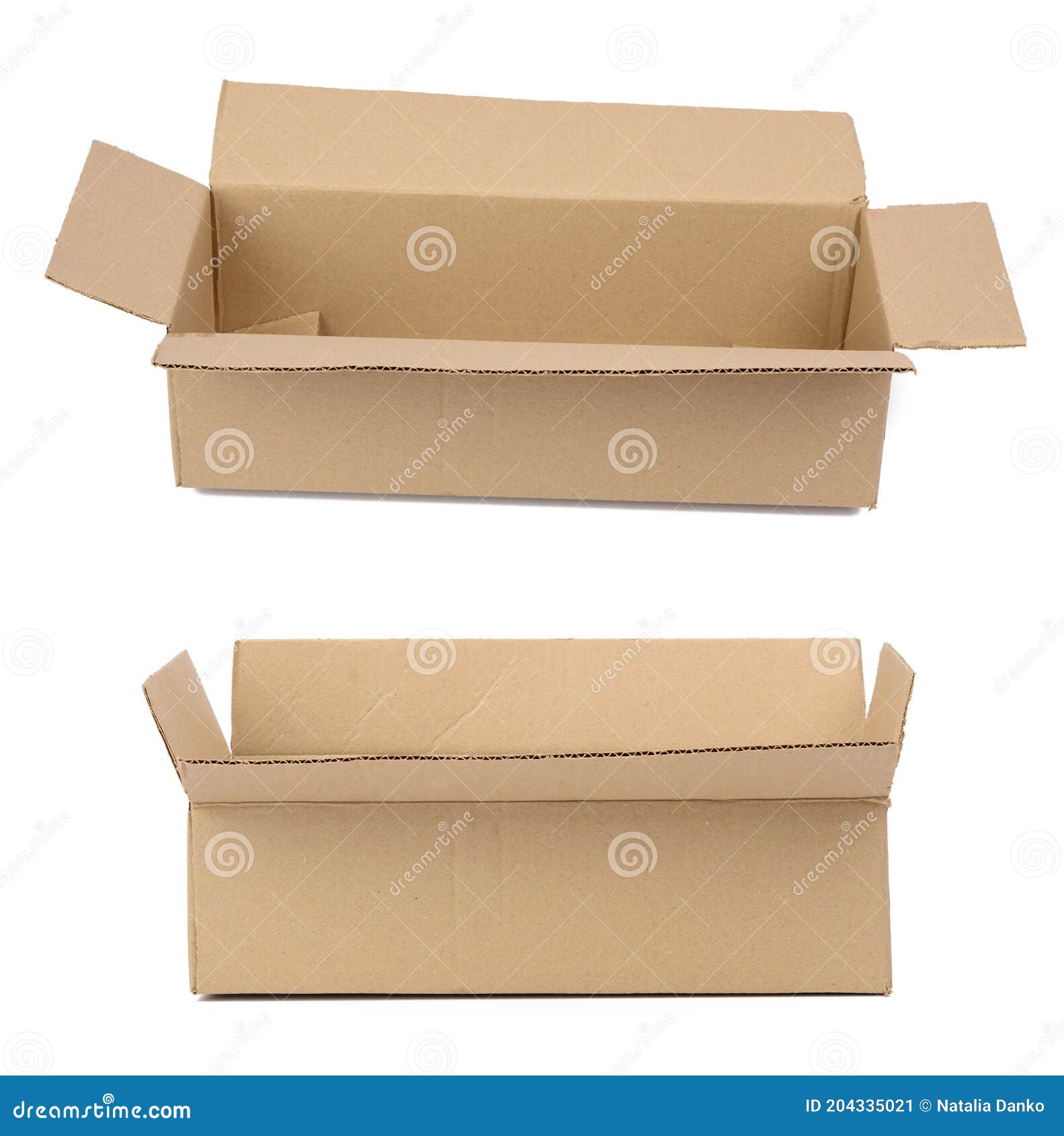 Open Cardboard Rectangular Box Made of Corrugated Brown Paper Stock ...