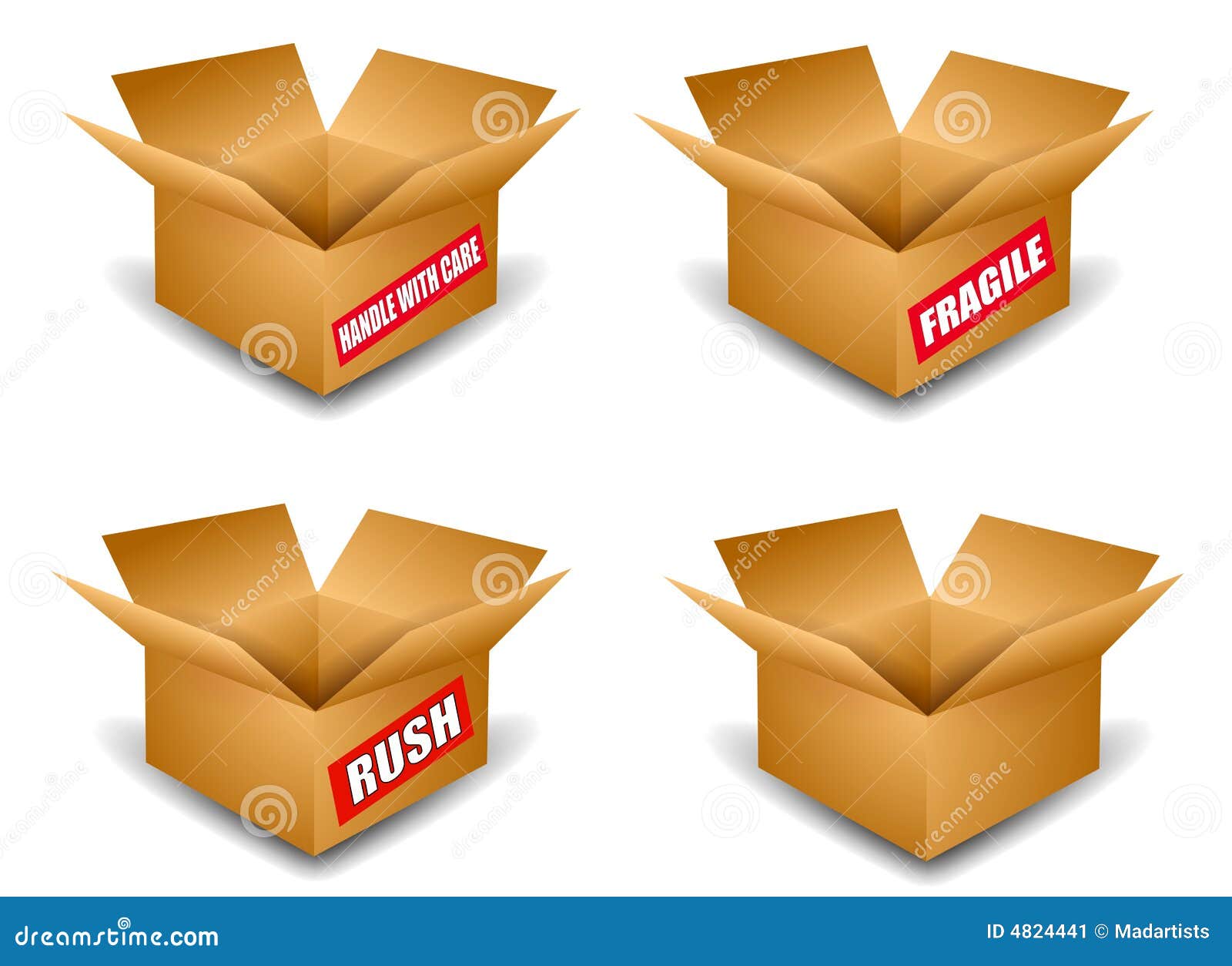 Open Cardboard Shipping Boxes Stock Illustration - Illustration of ...
