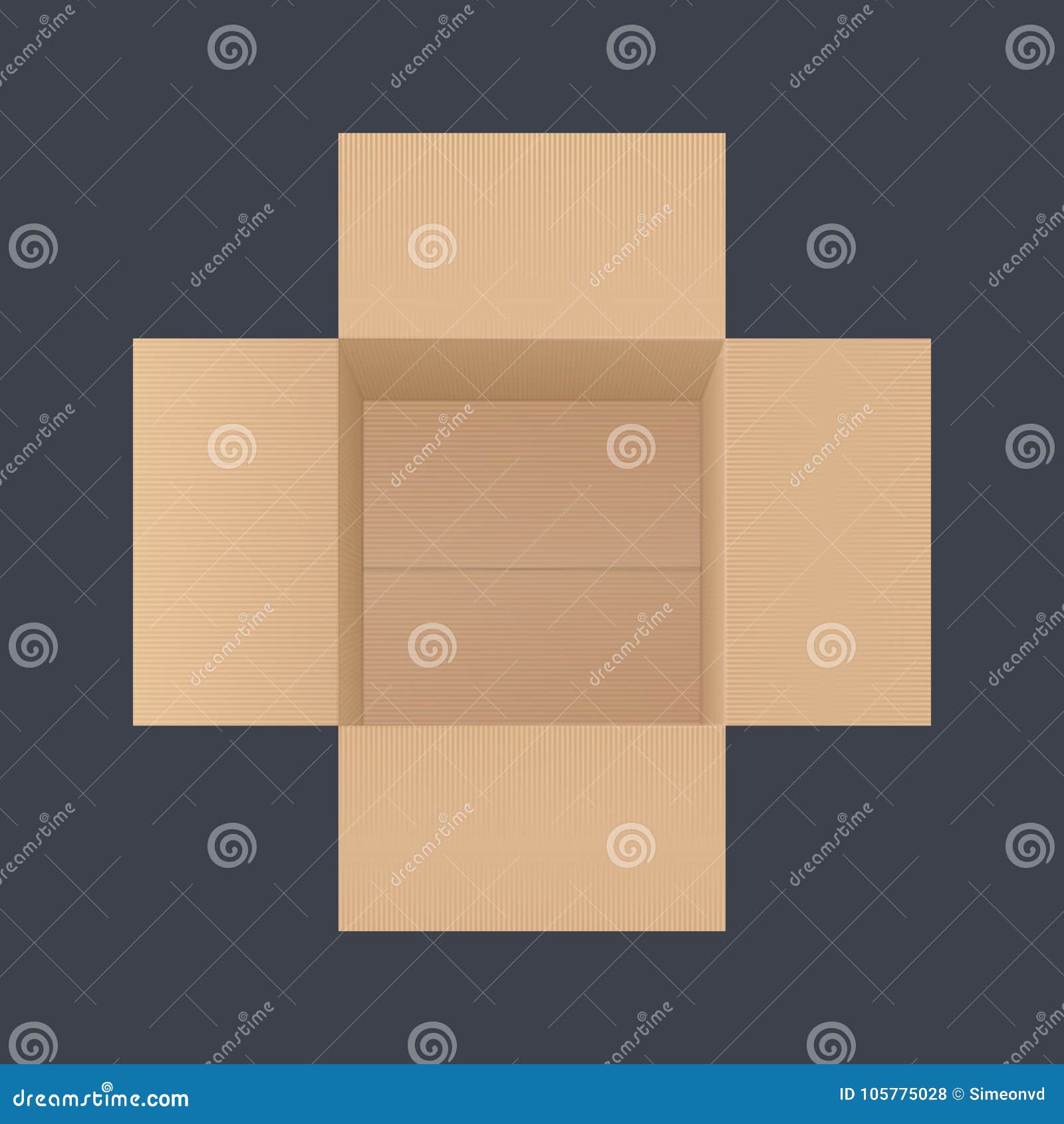 Open Cardboard. Top View. Isolated Stock Vector - Illustration of paper ...