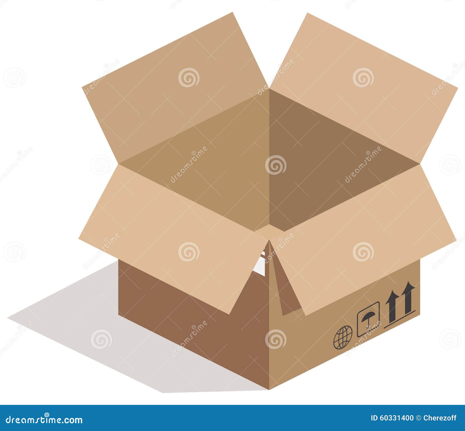 Open carton box on white stock vector. Illustration of tape - 60331400